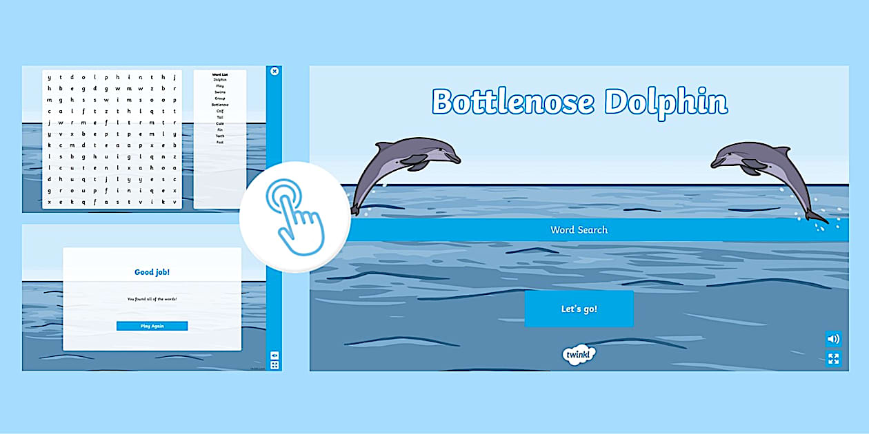Interactive Bottlenose Dolphin Word Search | Twinkl | Games