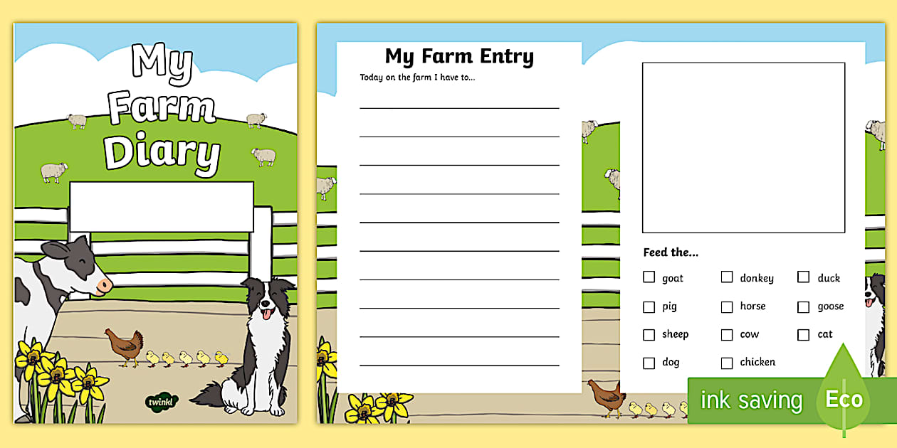 Design a Farm Diary Aistear Worksheet / Worksheet - Twinkl