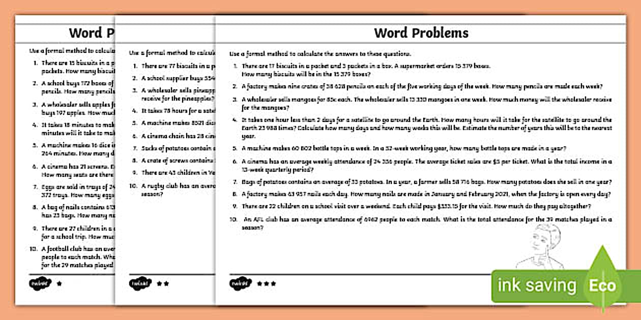 Long Multiplication Word Problems (teacher made) - Twinkl