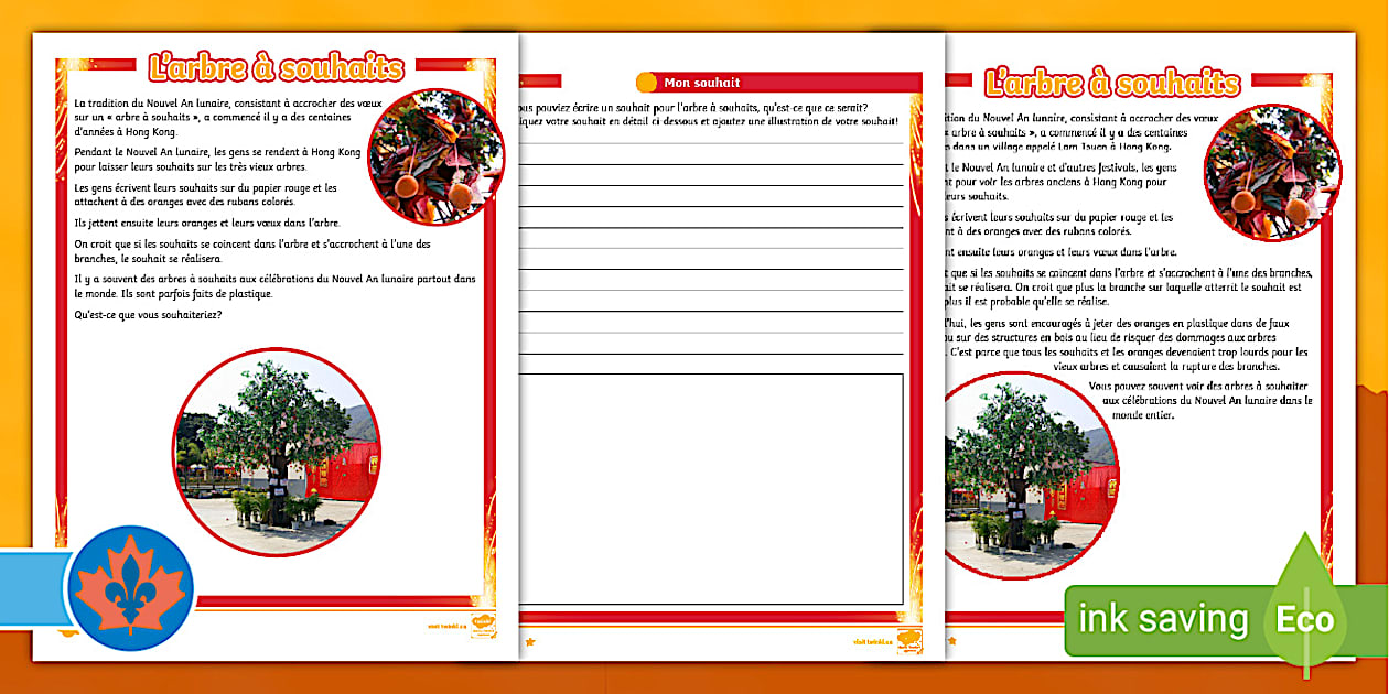 Lunar New Year Wishing Tree Fact File French (teacher made)