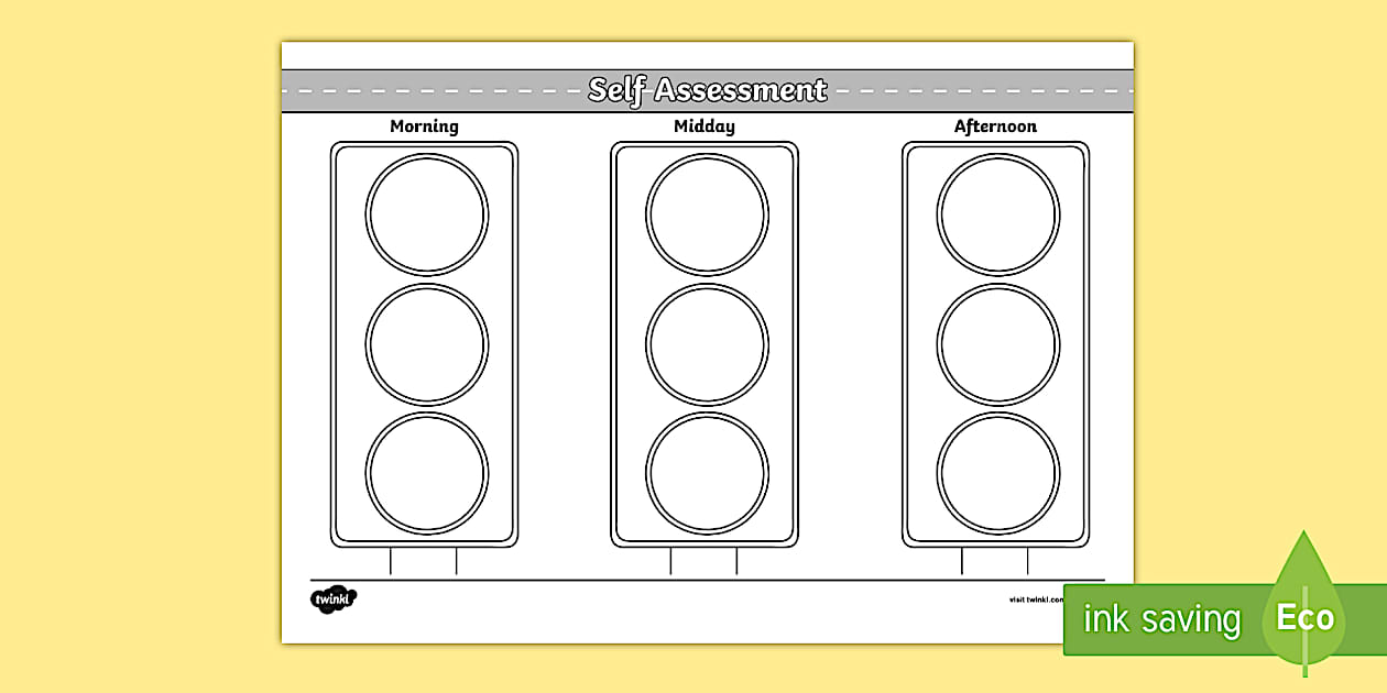 Self Assessment Traffic Light Worksheet | Twinkl - Twinkl