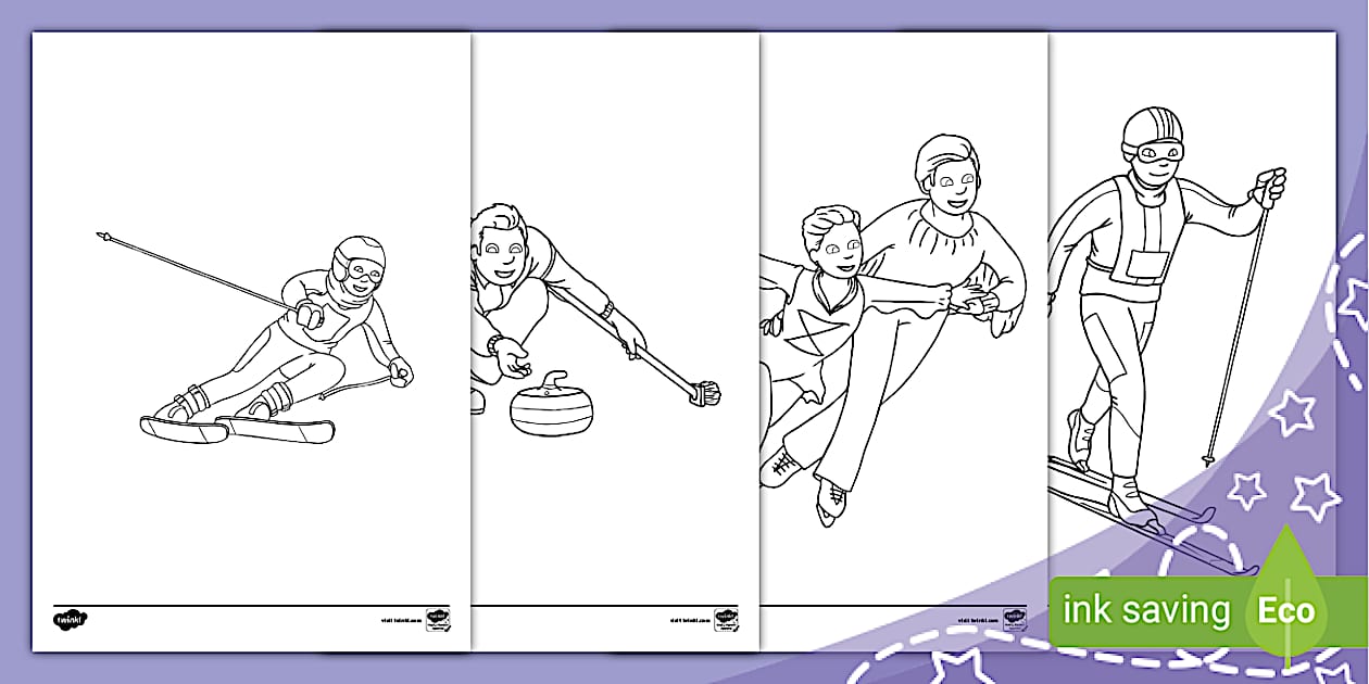 Winter Sports: Colouring Pages (teacher made) - Twinkl
