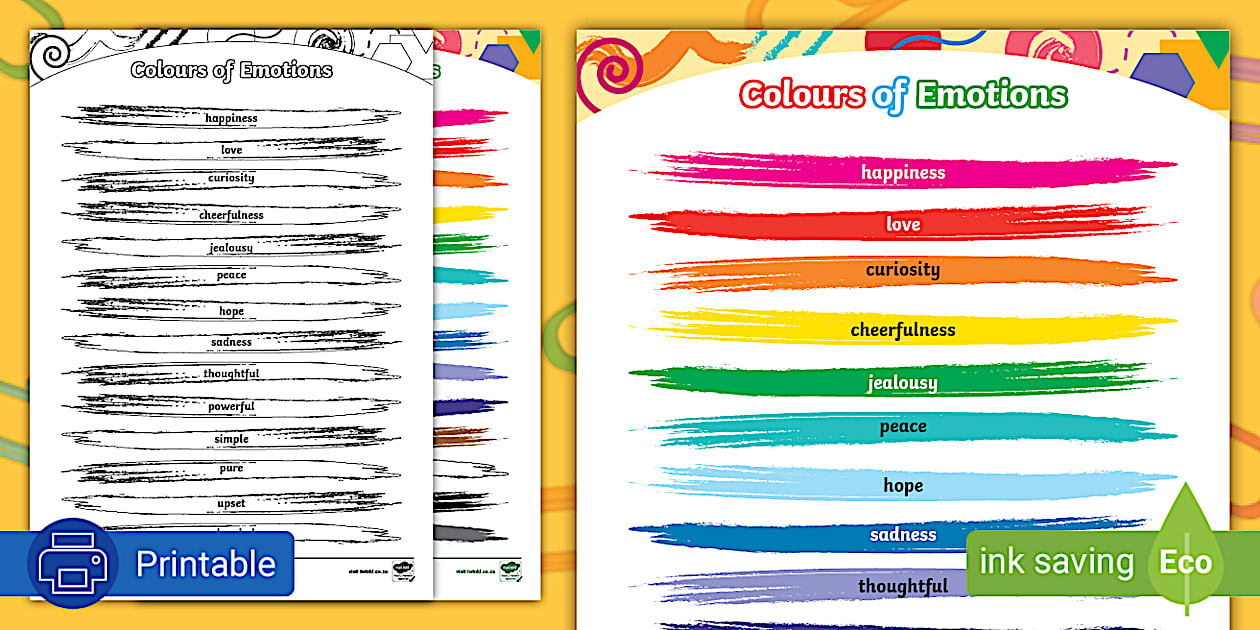 Elements of Art: Using Colour to Express Emotion Reference Chart