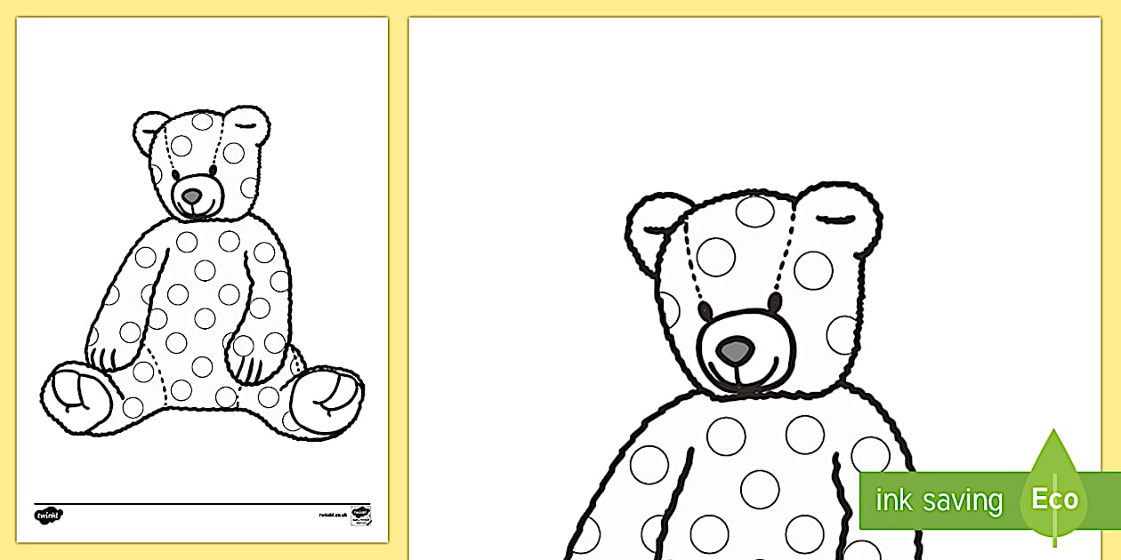Spotty Teddy Colouring Page (teacher made) - Twinkl