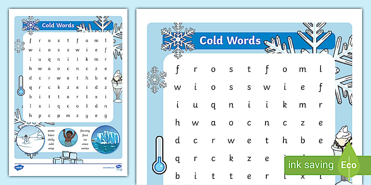 Cold Words Word Search (Teacher-Made) - Twinkl