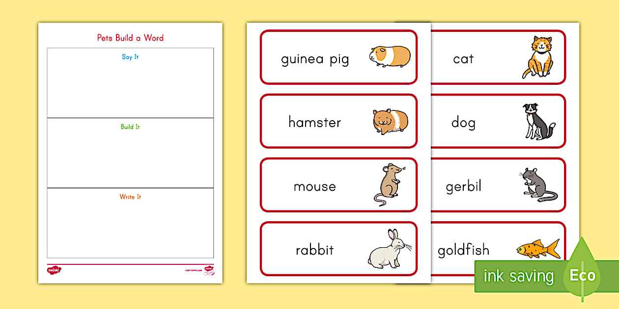 Pets Build a Word Worksheet / Worksheet (teacher made)