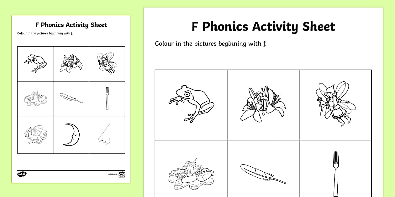 Phonics 'F' Worksheet | Primary Literacy Resources - Twinkl