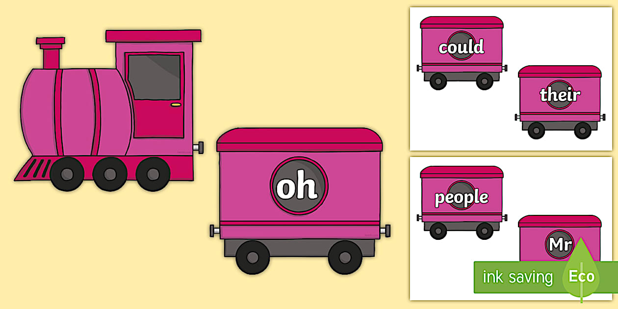 Precursive Phase 5 Phonics Tricky Words Train (teacher made)