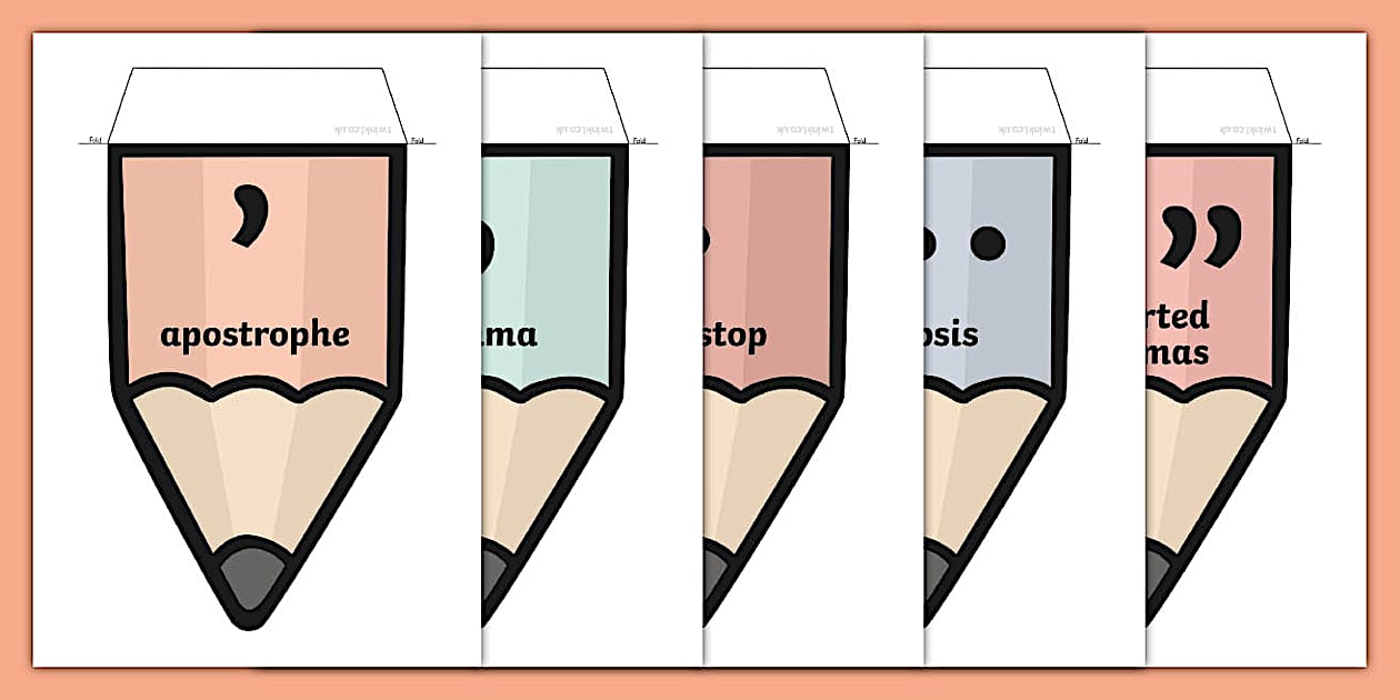 Black and White Punctuation on Pastel-Themed Pencil Bunting