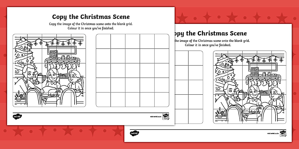 Copy the Christmas Scene Worksheet (Teacher-Made) - Twinkl