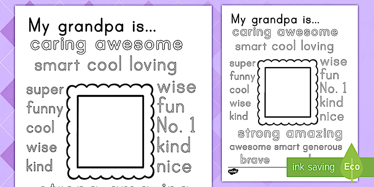 Father's Day Grandpa Describing Words Worksheet | Twinkl USA