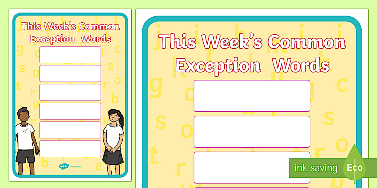 Editable This Week's Common Exception Words - Twinkl
