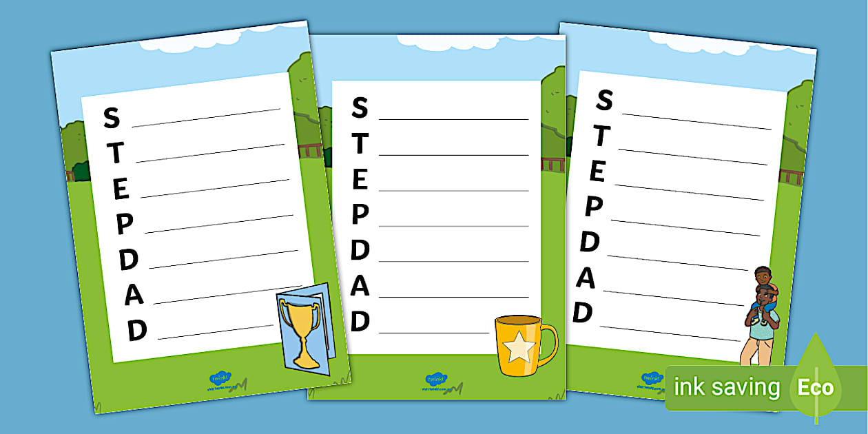 Step Dad Acrostic Poem Writing Frames (teacher made)