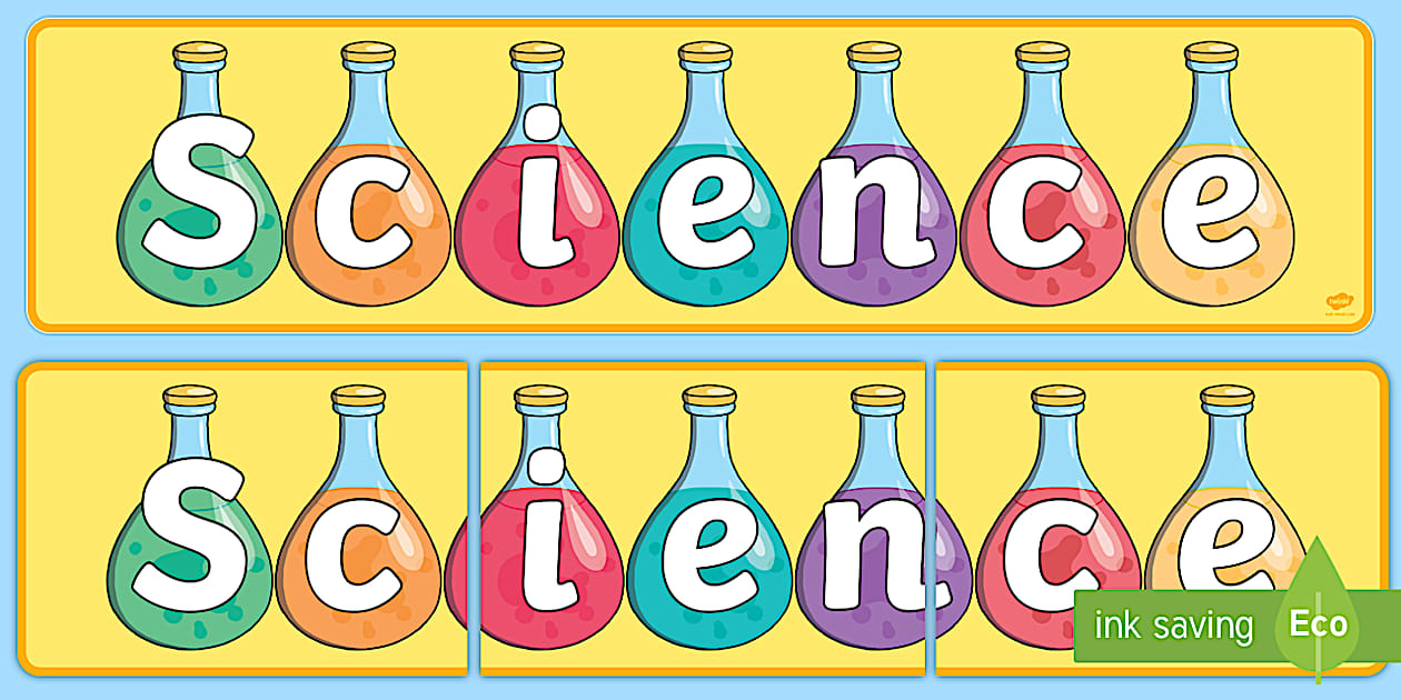 Cursive Science On Bottles Display Banner (teacher made)