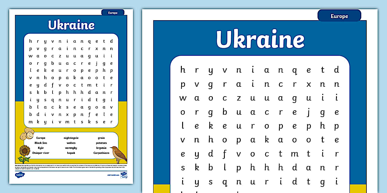 KS1 Ukraine Word Search (Teacher-Made) - Twinkl
