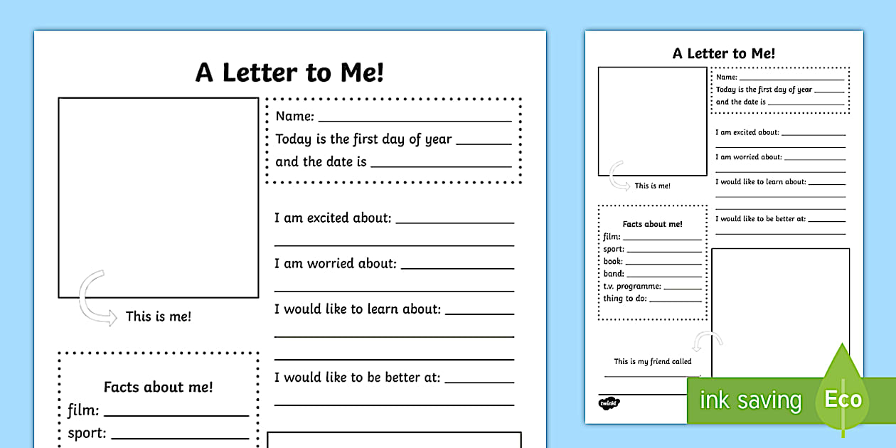 A Letter to Myself Worksheet (teacher made) - Twinkl