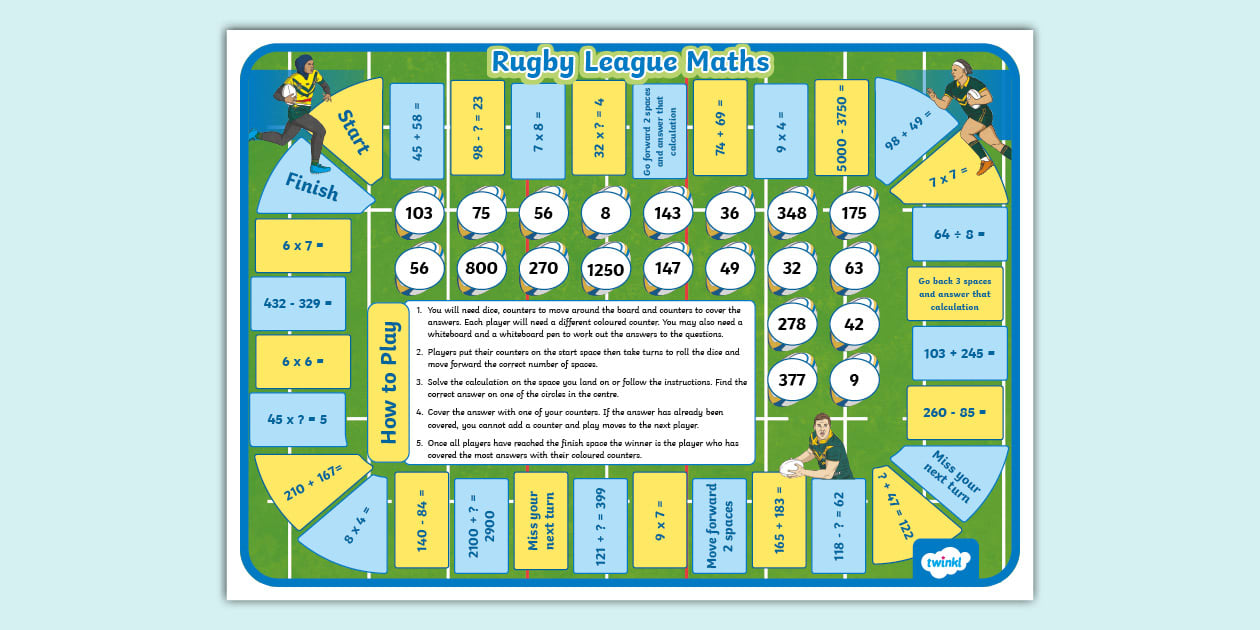 Rugby League Maths Board Game