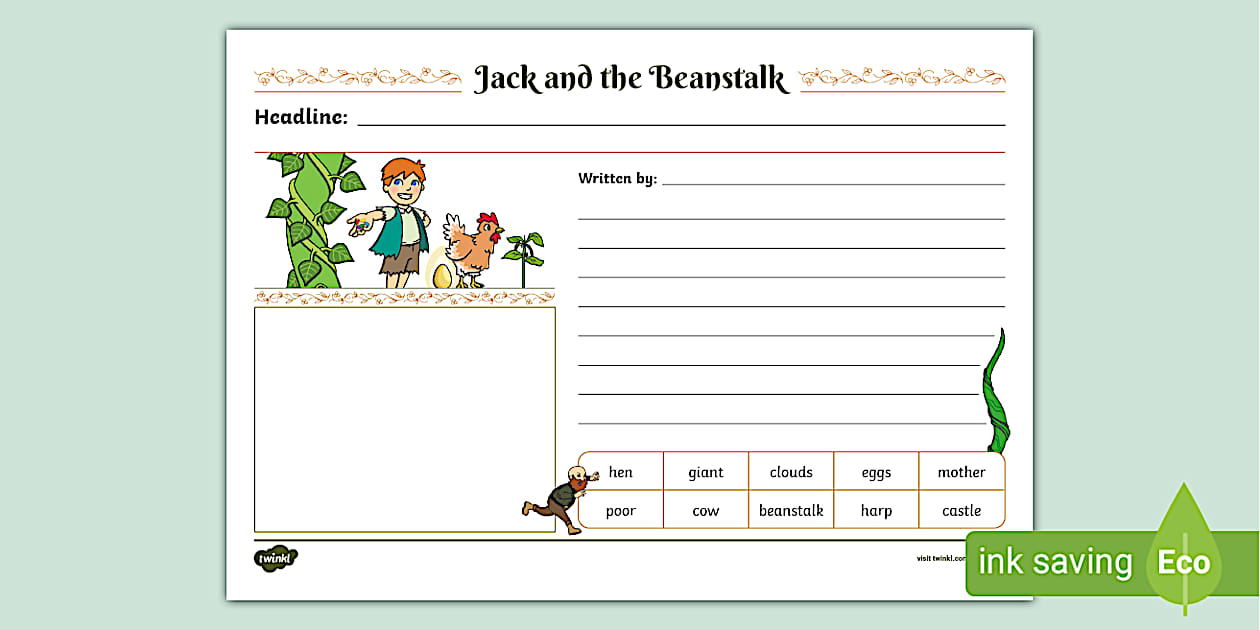 Jack and the Beanstalk Newspaper Template (teacher made)