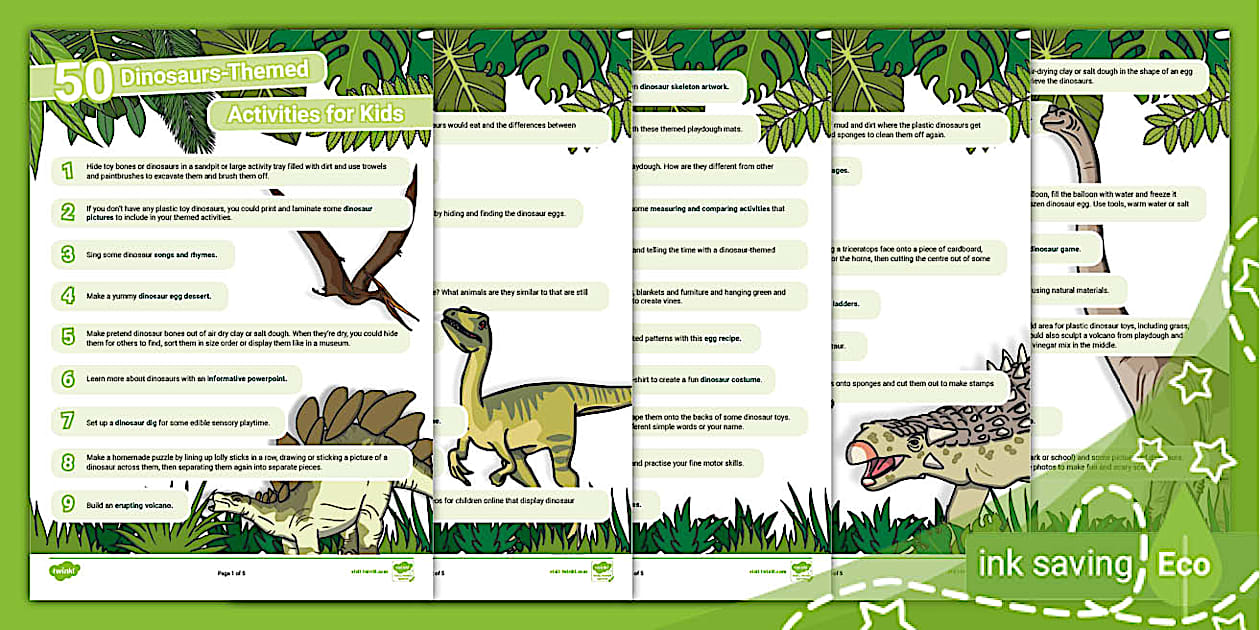 50 Dinosaurs-Themed Activities for Kids (Ages 2 - 5)
