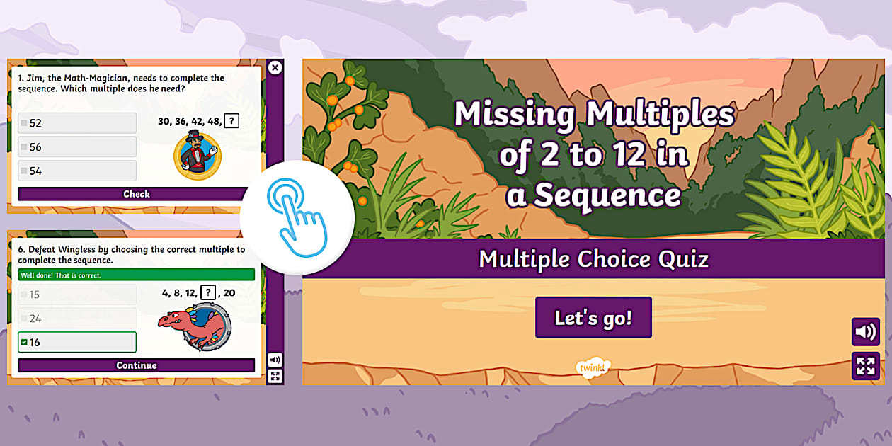 Multiples of 2 to 12 Quiz: Missing Multiples in a Sequence