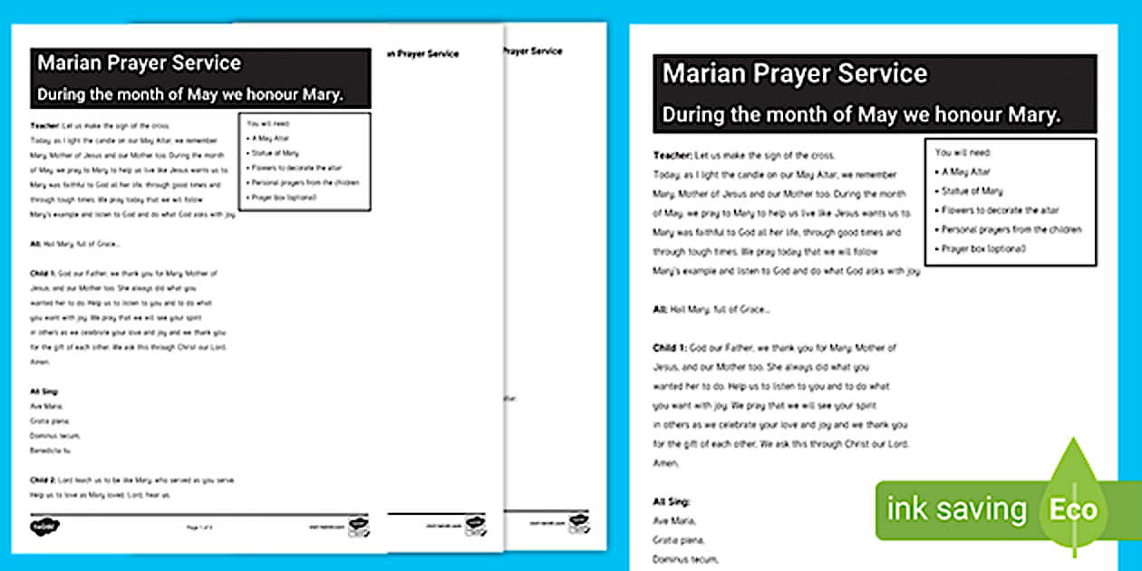 Catholic Prayer Service for Mary (teacher made) - Twinkl