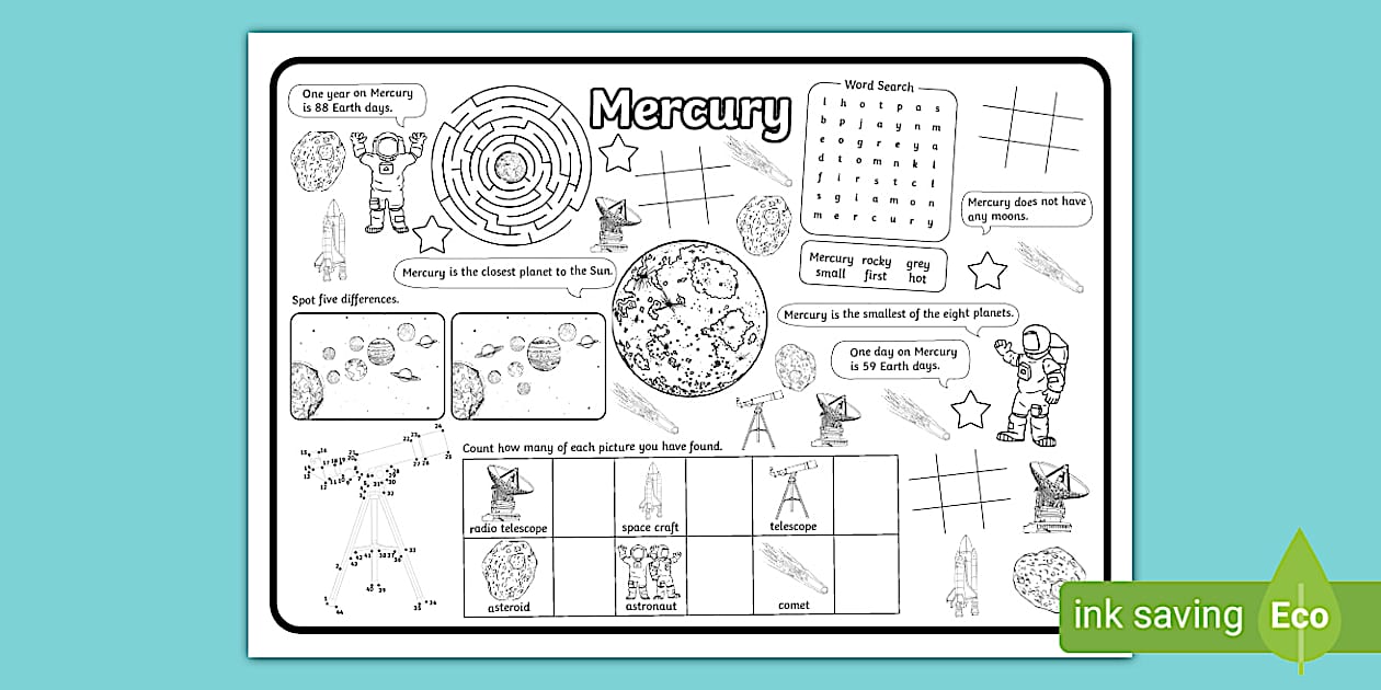 Mercury Activity Mat (teacher made) - Twinkl