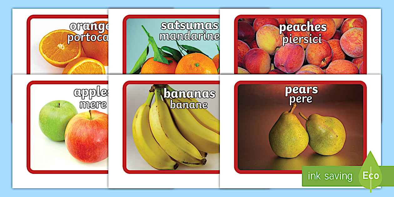 Fruit Flashcards English/Romanian - Fruit Flashcards