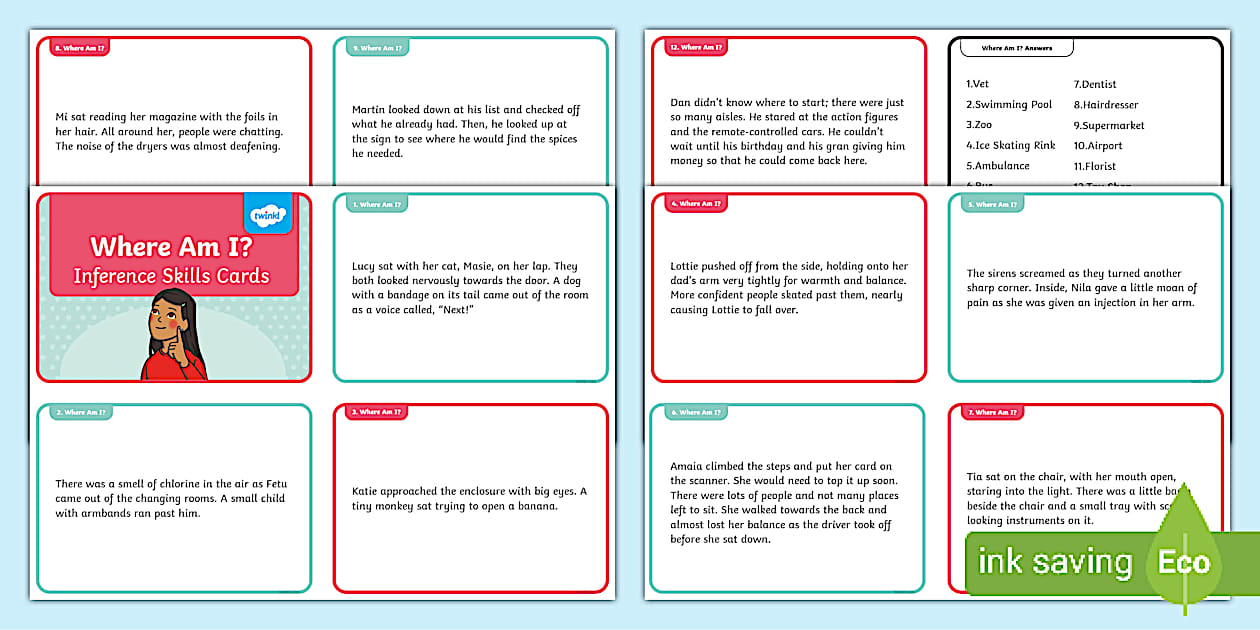 Where Am I? Inference Skills Cards (teacher made) - Twinkl