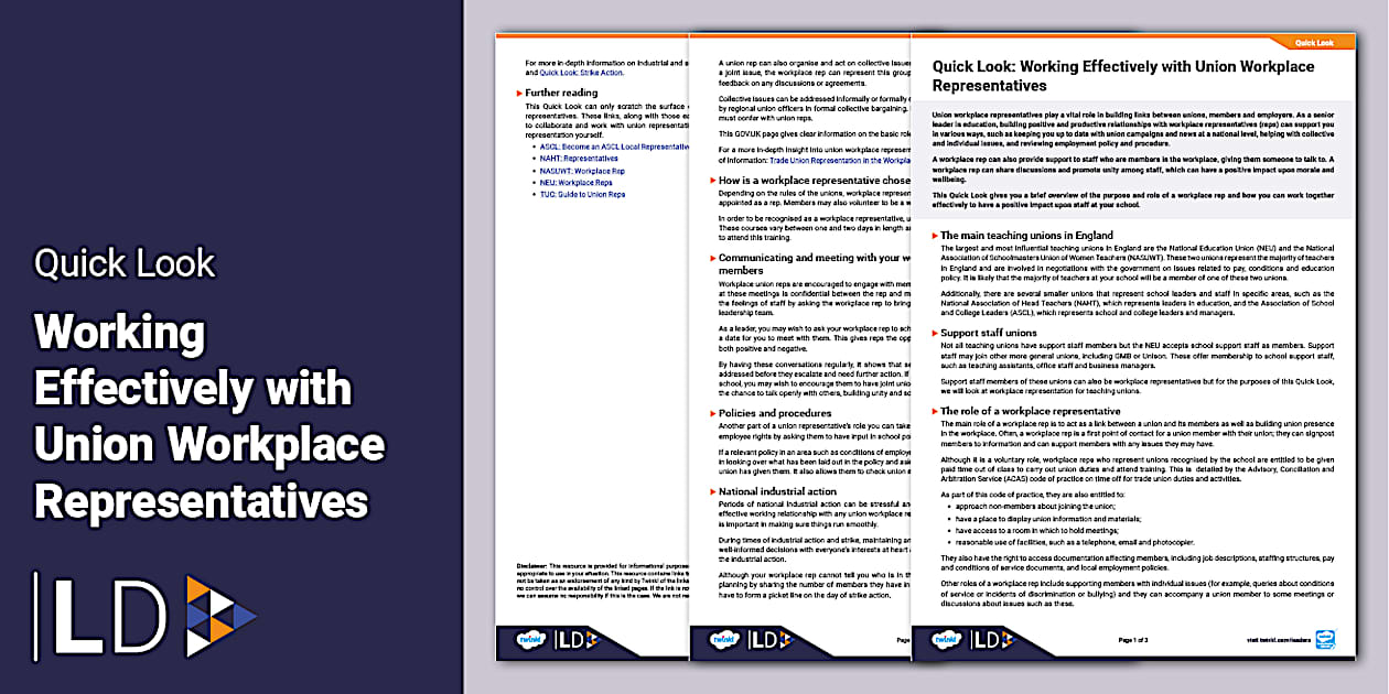 Quick Look: Working Effectively With Union Workplace Reps