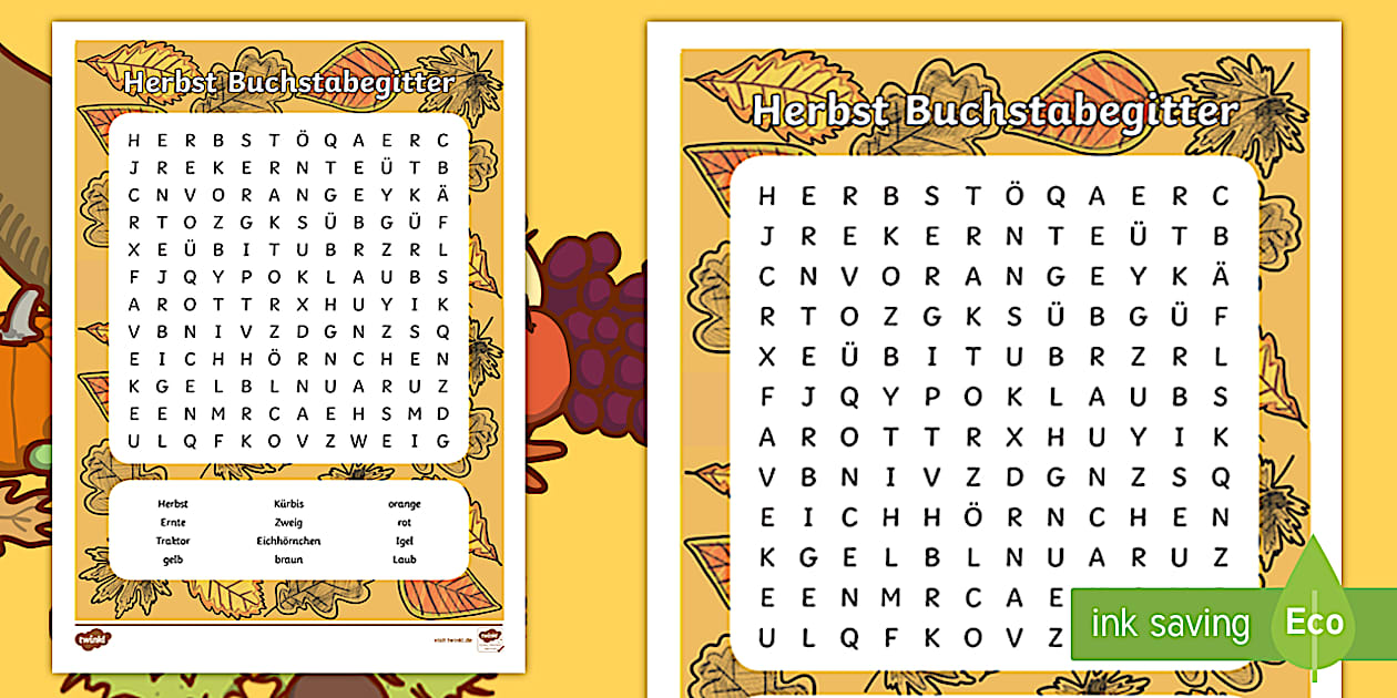Herbst Wörter Suchsel (Teacher-Made) - Twinkl