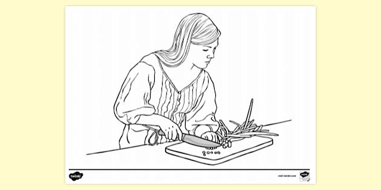 Teenager Cooking Colouring Sheet | Teaching Resources
