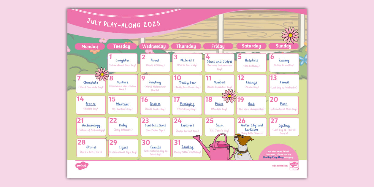 July Play-Along Calendar (2025) - Twinkl