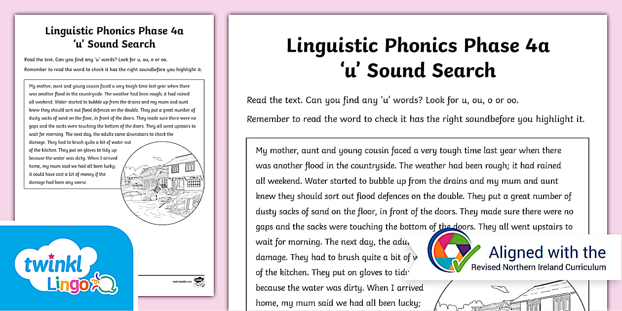 Northern Ireland Linguistic Phonics Stage 5 and 6, Phase 4a, 'u' Sound Text
