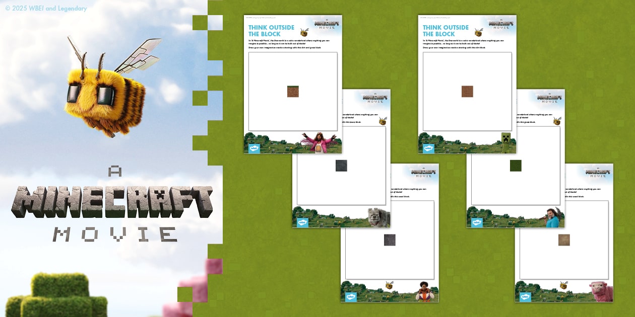 FREE! - A Minecraft Movie: Think Outside the Block Drawing Activity