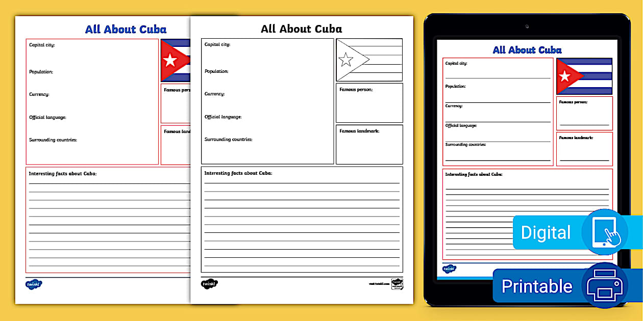 All About Cuba Research Worksheet (Teacher-Made) - Twinkl