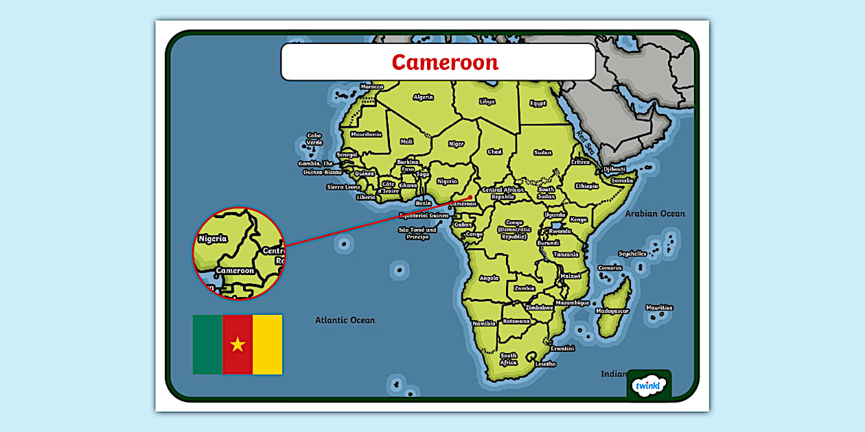 Cameroon on Africa Map Display Poster (teacher made)