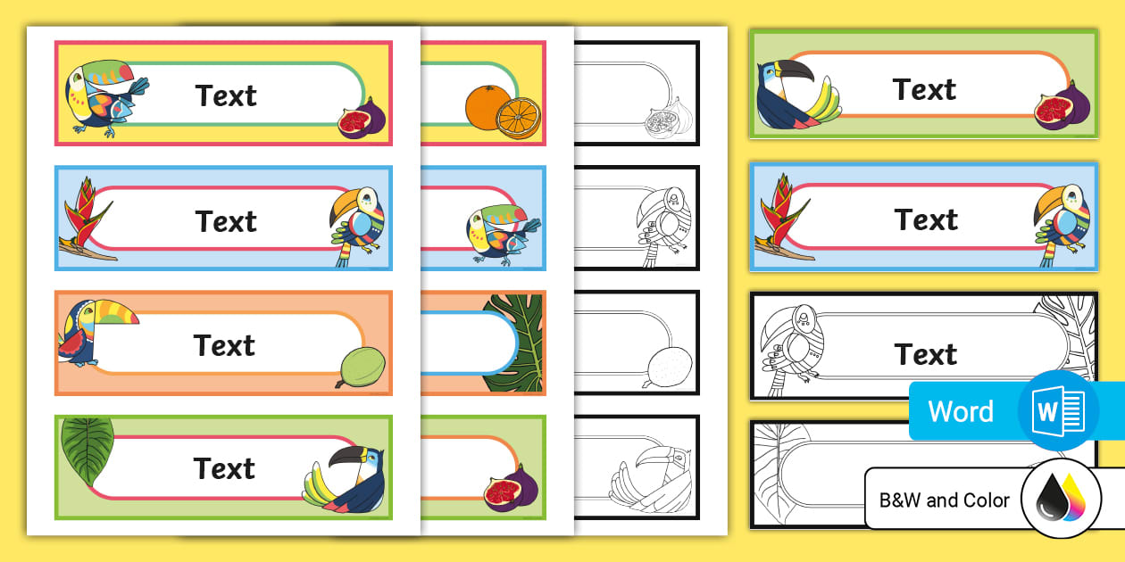 Editable Tropical Toucans Theme Labels - Twinkl