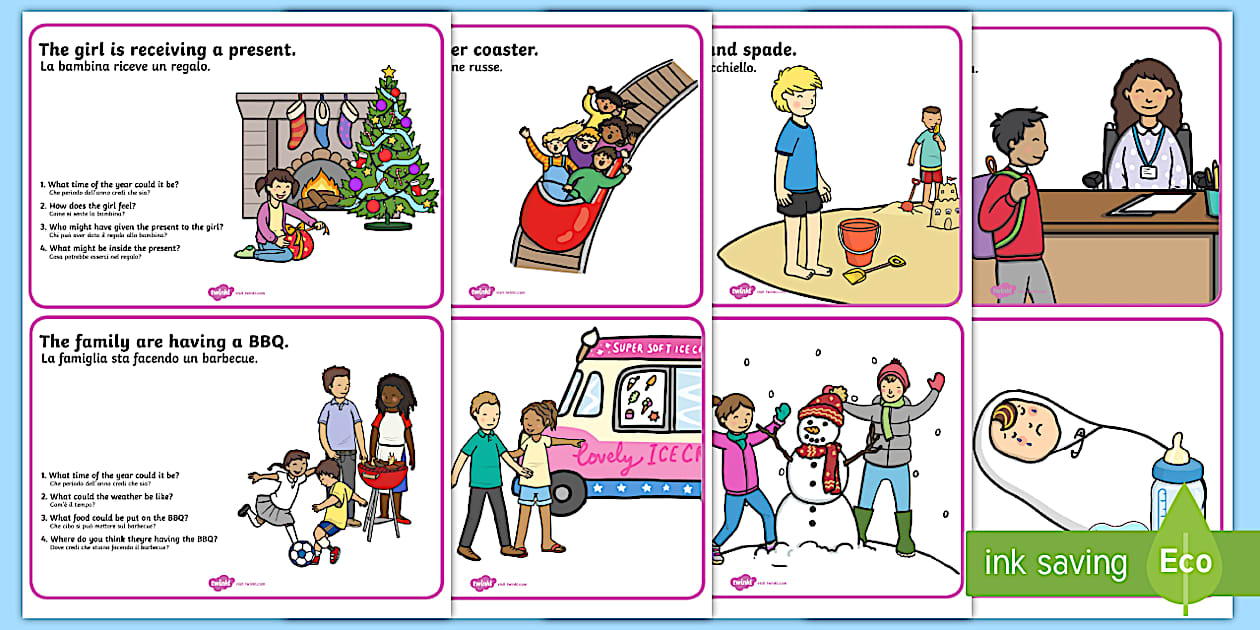 Inference Picture and Questions Cards English/Italian - Inference ...