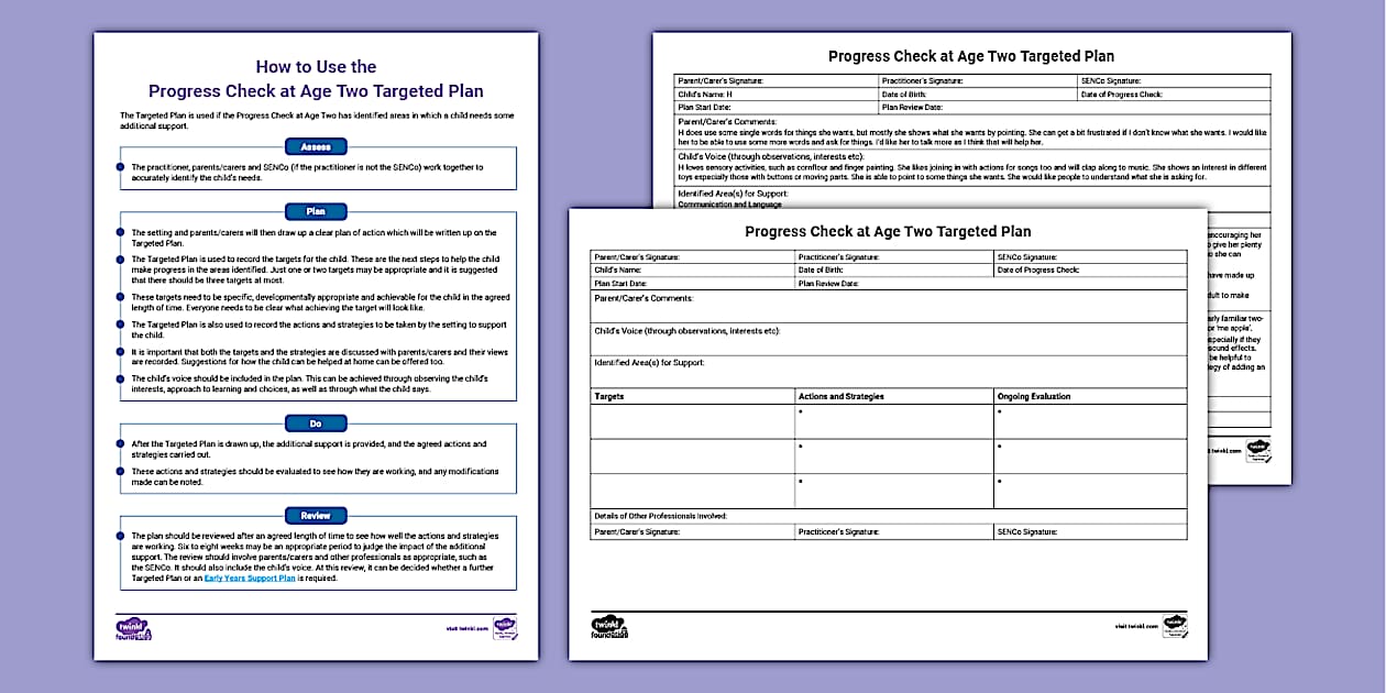 Progress Check at Age Two Targeted Plan | Twinkl - Twinkl