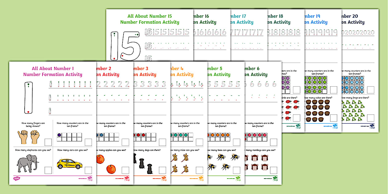 👉 All About Numbers 1-20 Number Formation Activity Pack
