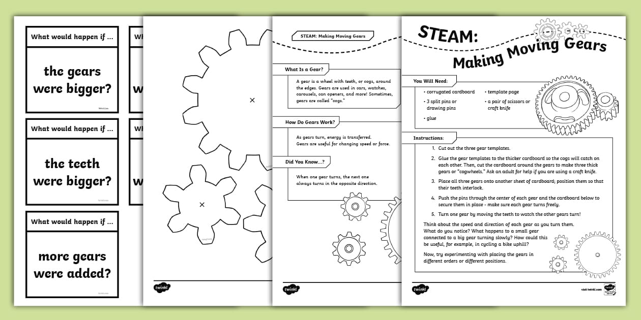 Making Gears Move STEAM Activity for 3rd-5th Grade - Twinkl