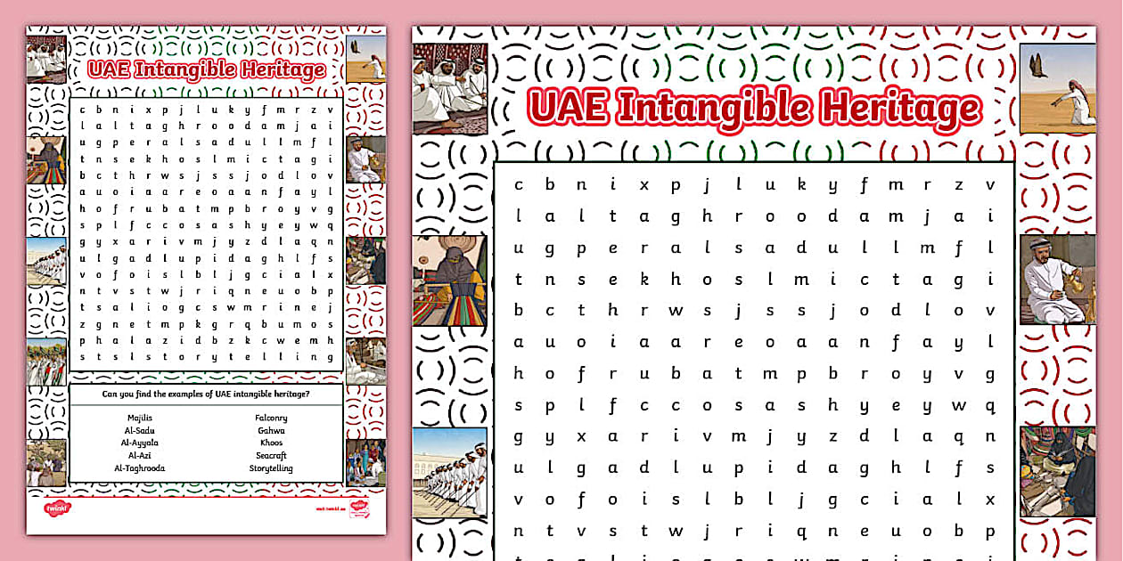 UAE Intangible Heritage - Word Search – Cultural Studies