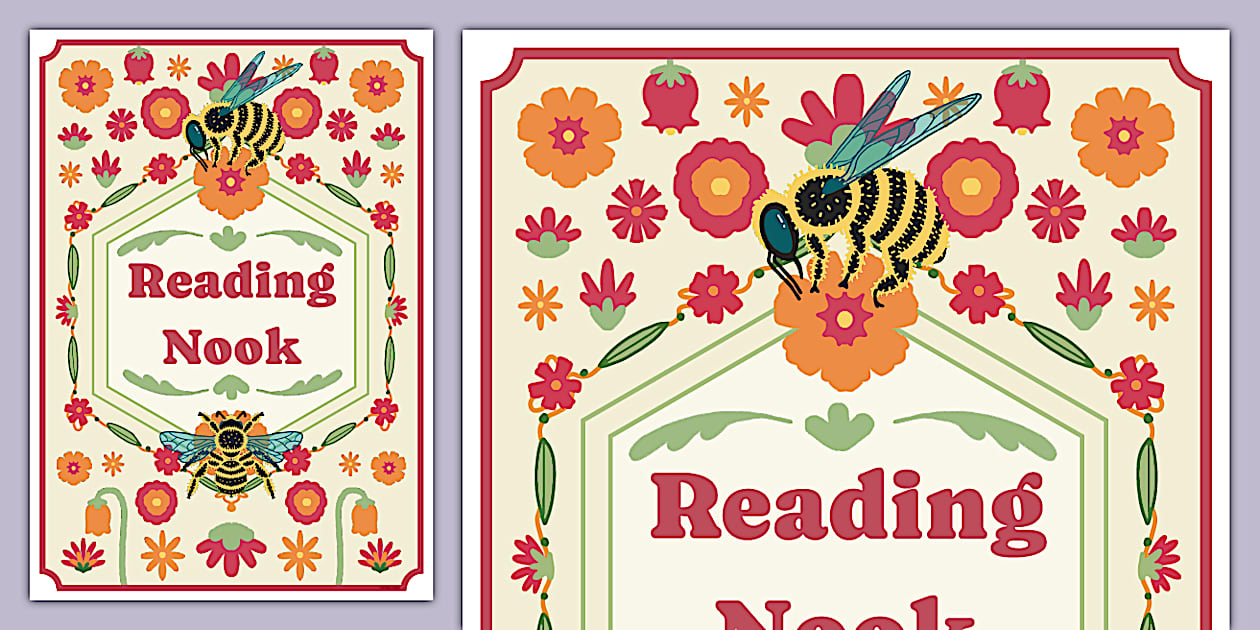 Bee-Themed Reading Nook Display Poster (teacher made)