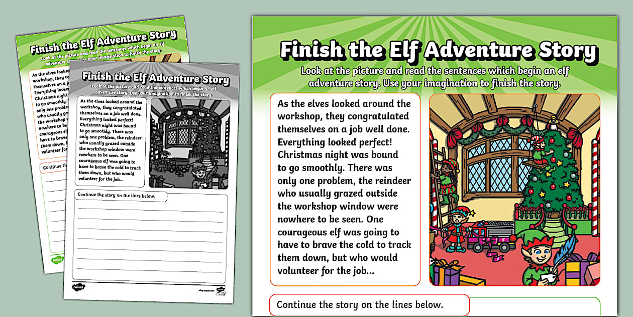 Finish the Elf Adventure Story Writing Template - Twinkl