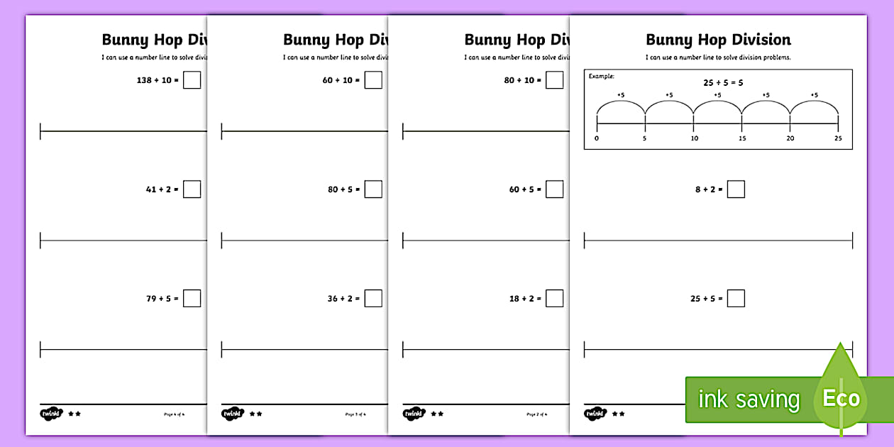 Editable Bunny Hop Division by 2 5 10 Differentiated Worksheets