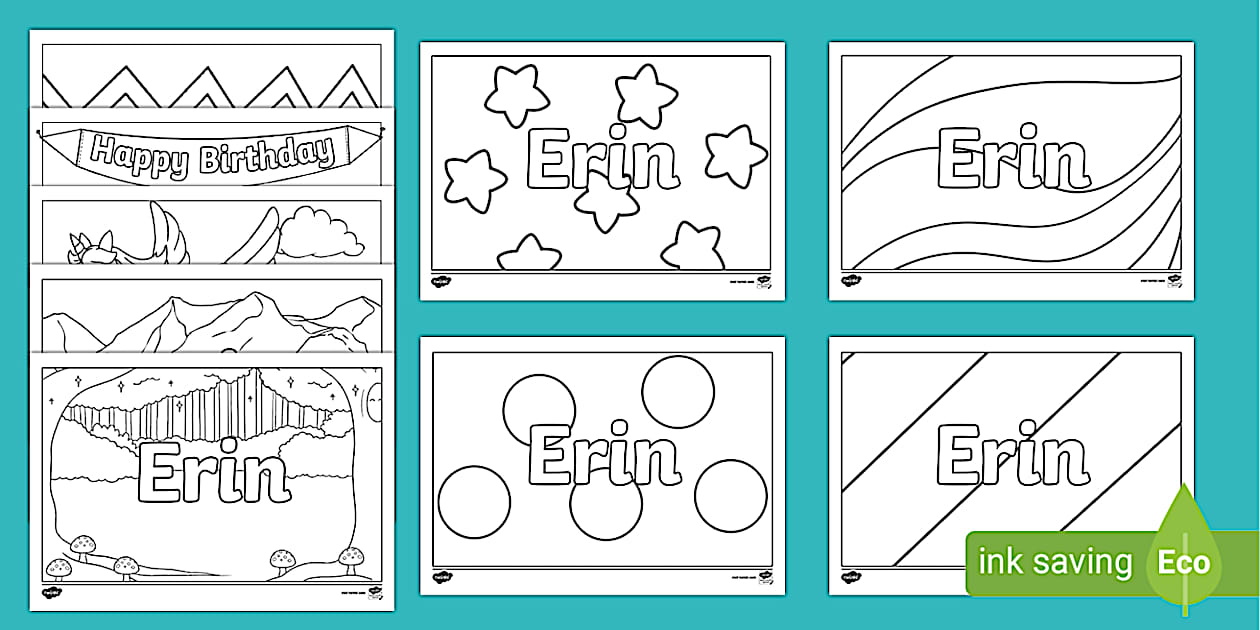 Erin Name Simple Colouring Activity Sheets (Teacher-Made)