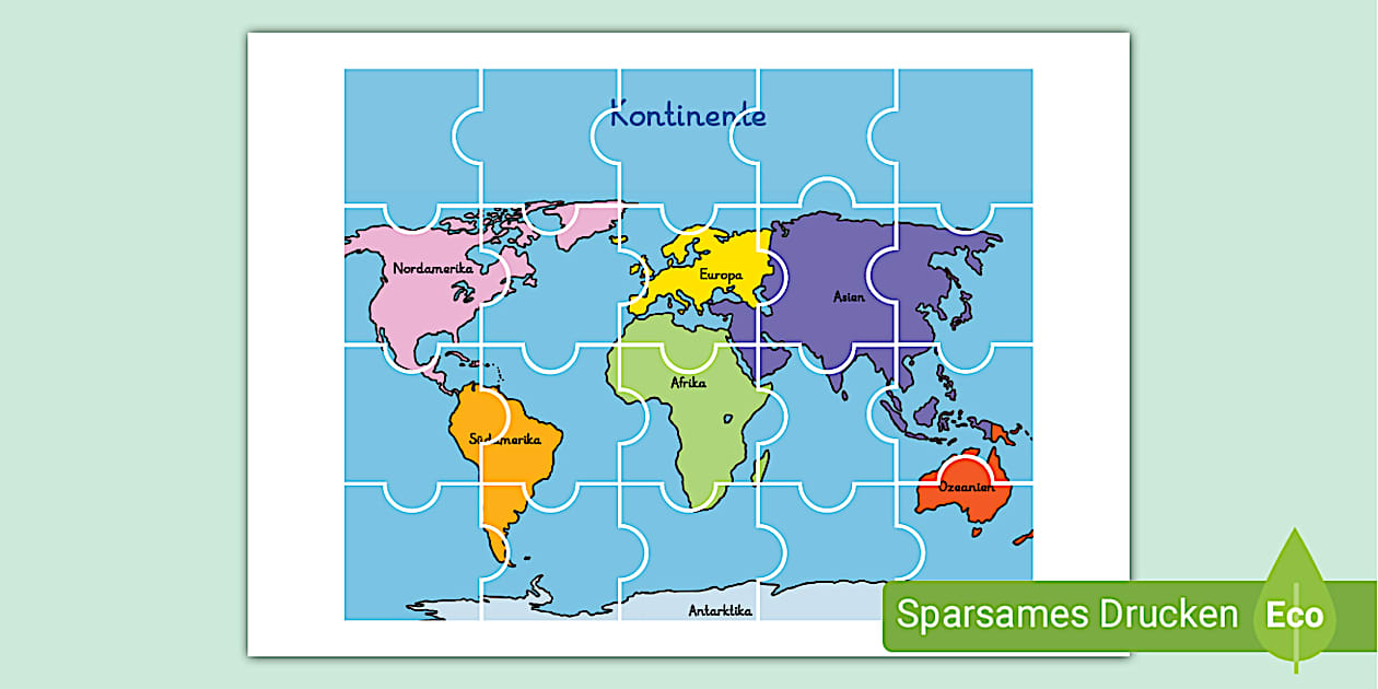 Kontinente der Erde - Puzzle (teacher made) - Twinkl
