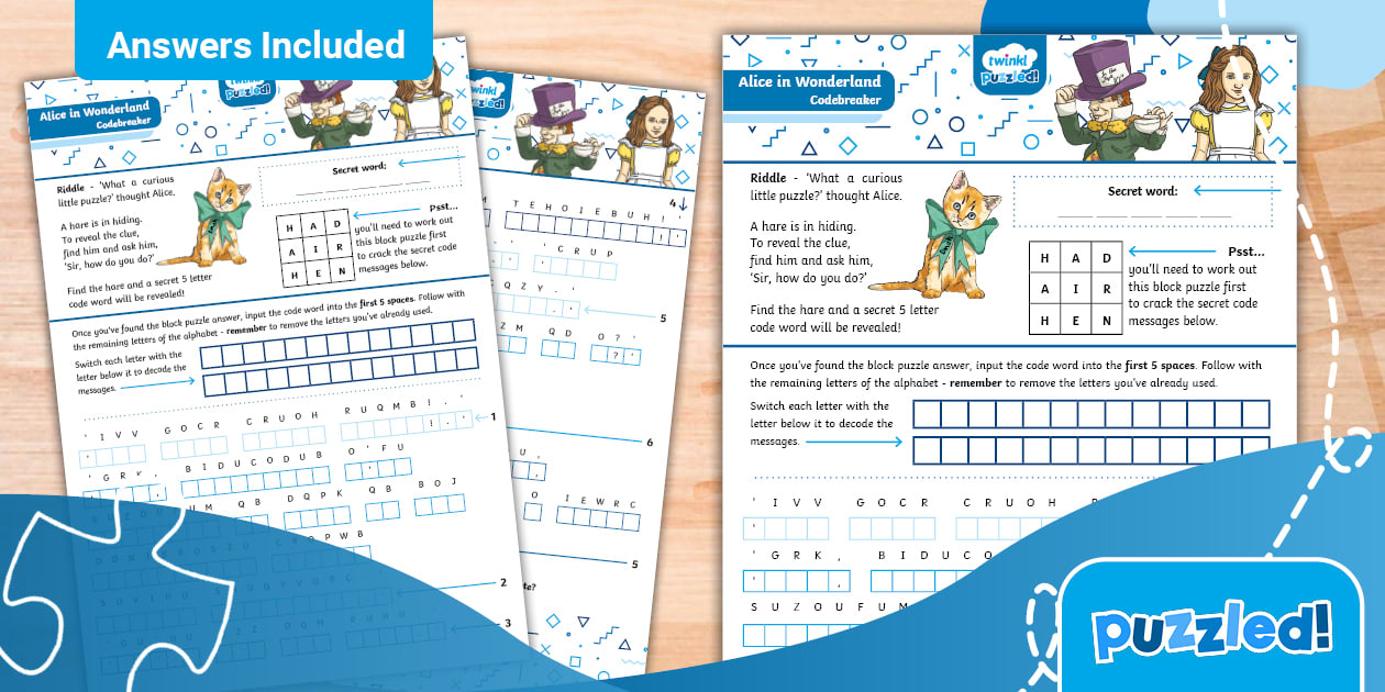 Alice in Wonderland Quotes Code Breaker | Twinkl Puzzled