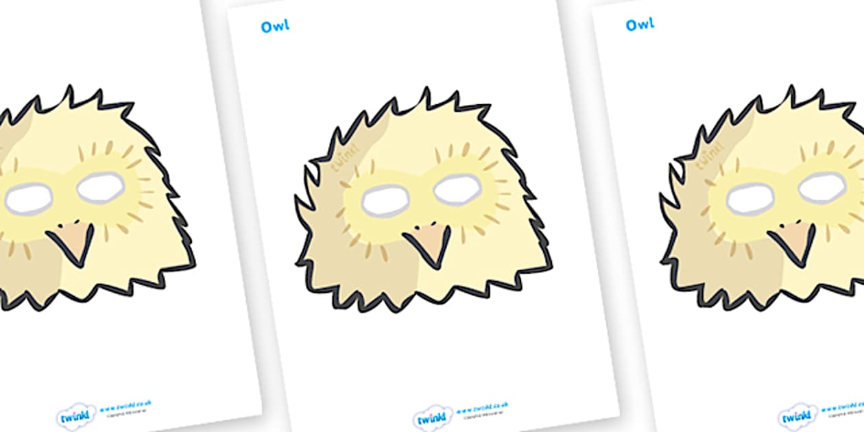 Owl Mask Template - KS1 - EYFS - Role Play Resources