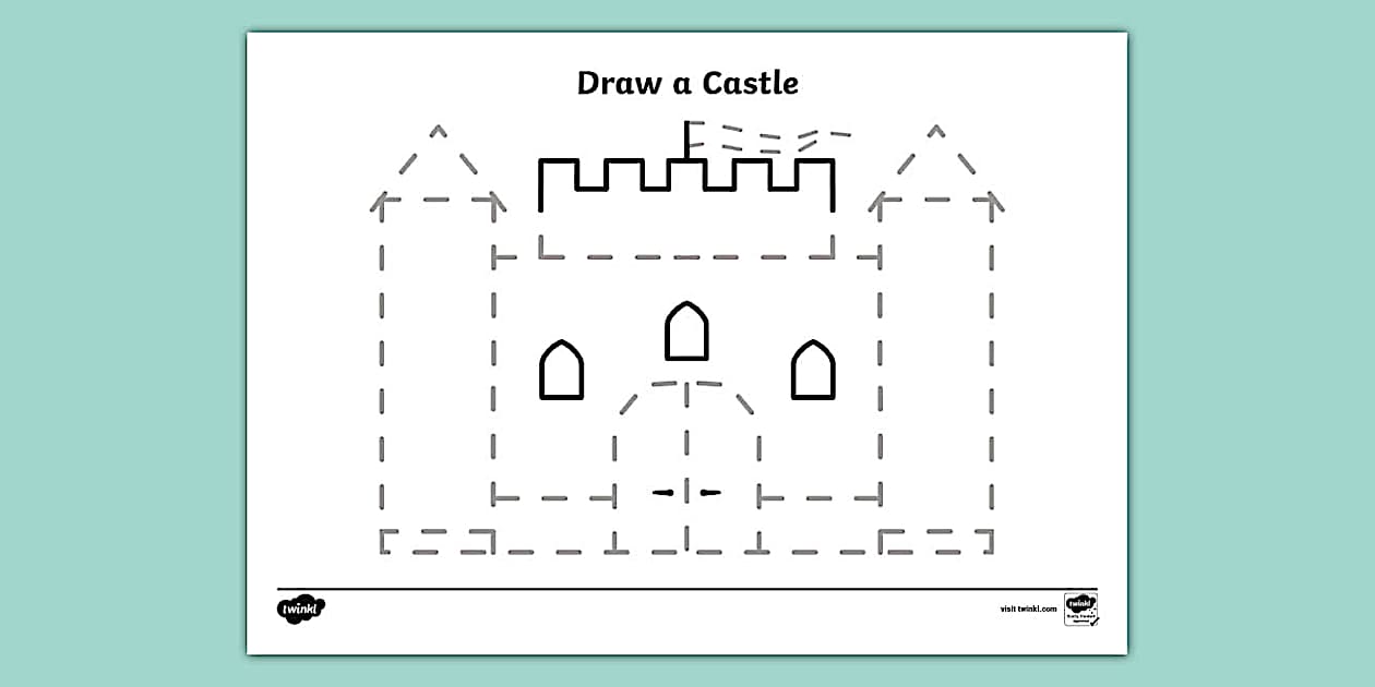 Draw a Castle Mark Making Pencil Control Activity | Twinkl